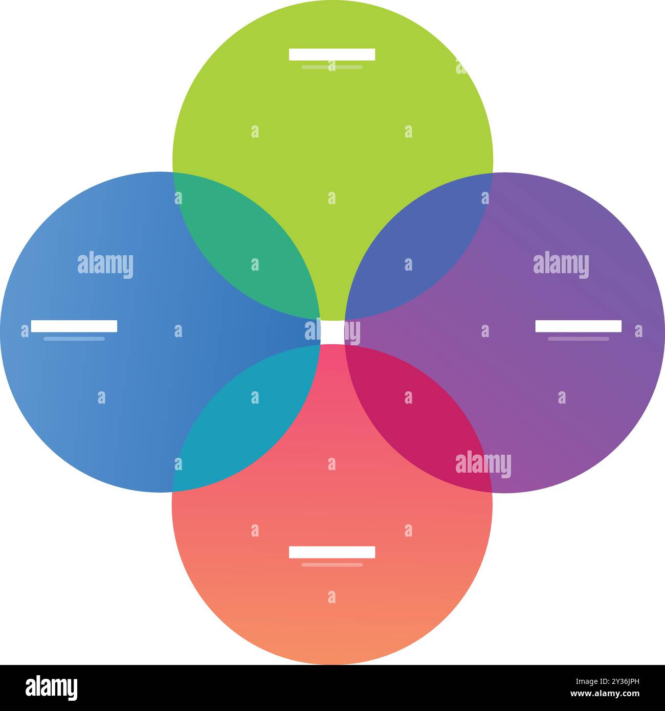 Colorful circles are intersecting showing connections and relationships ...