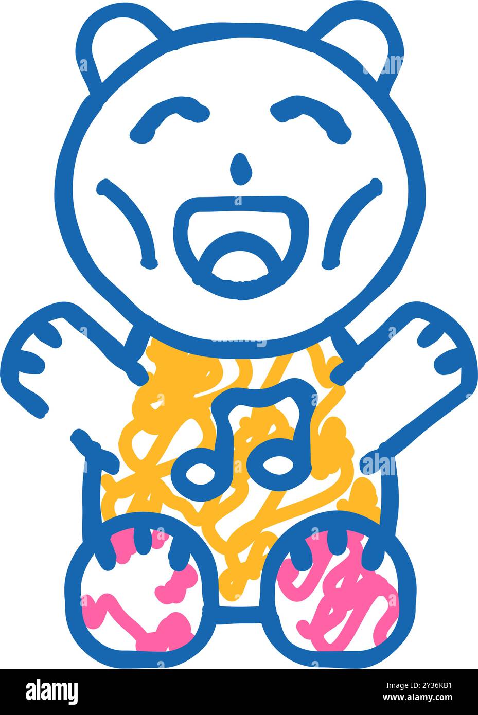 musical stuffed animal toy baby icon doodle illustration Stock Vector ...