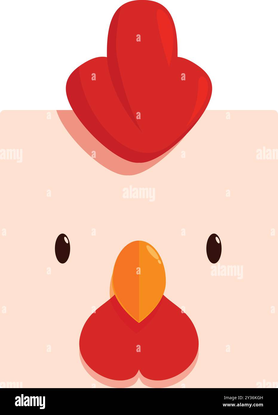 Cartoon rooster face with big red comb on pink background, perfect for ...