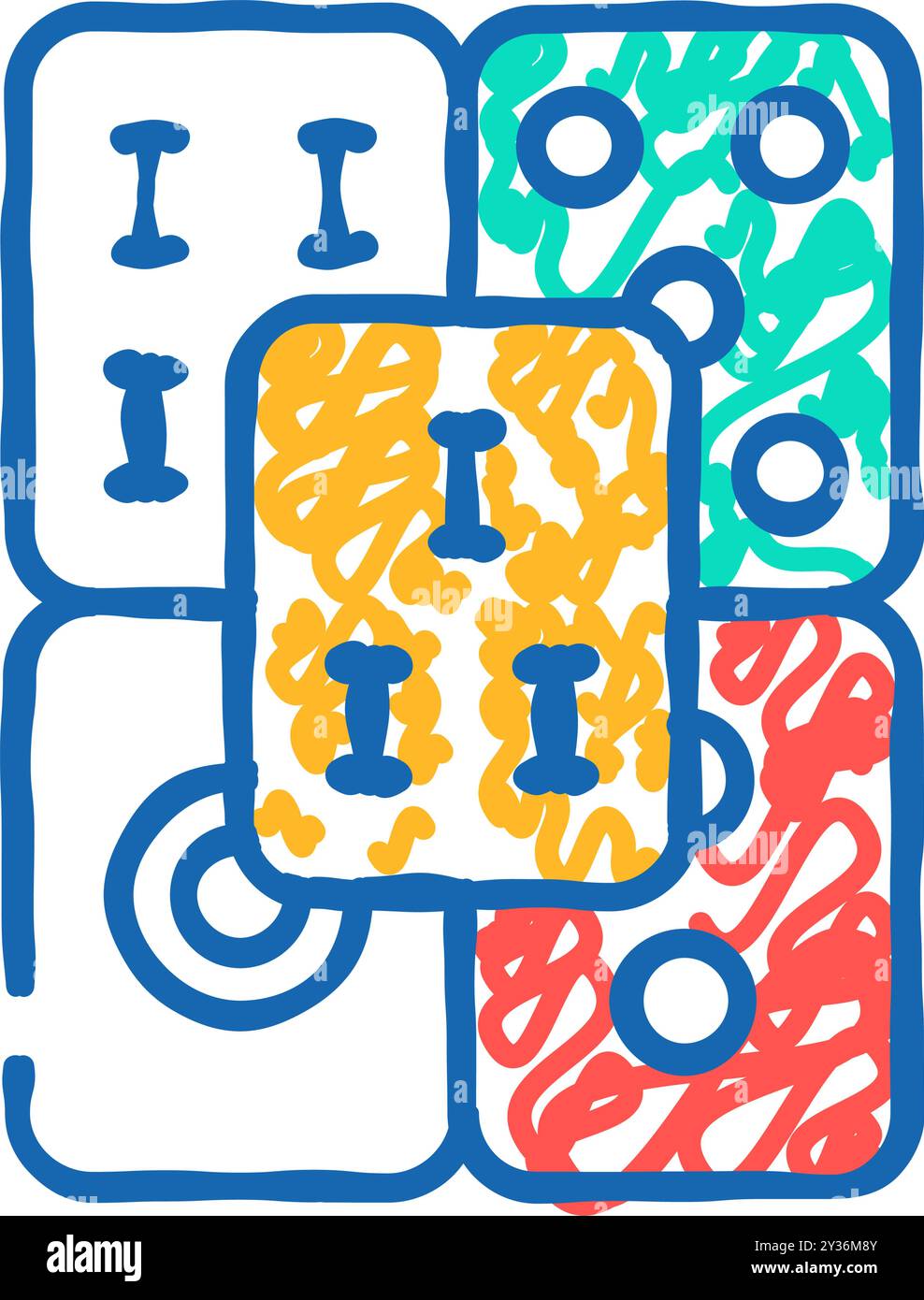 mahjong tiles board table icon doodle illustration Stock Vector Image ...