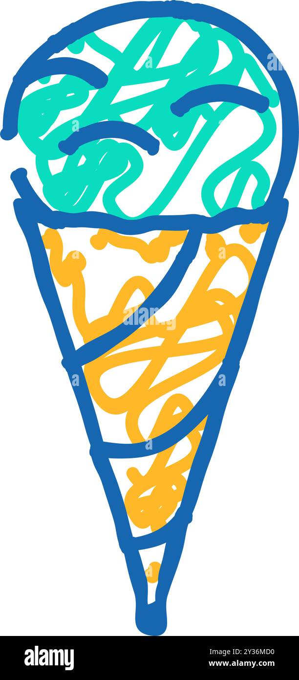 mint chocolate chip ice cream food snack icon doodle illustration Stock ...