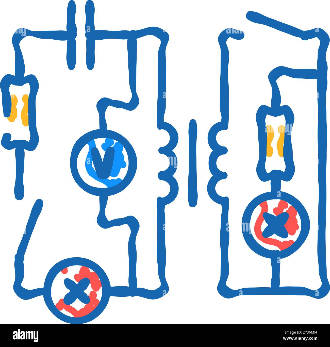 electric circuit electrical engineer icon doodle illustration Stock ...