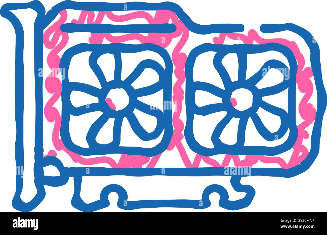 graphics card gaming pc icon doodle illustration Stock Vector Image ...