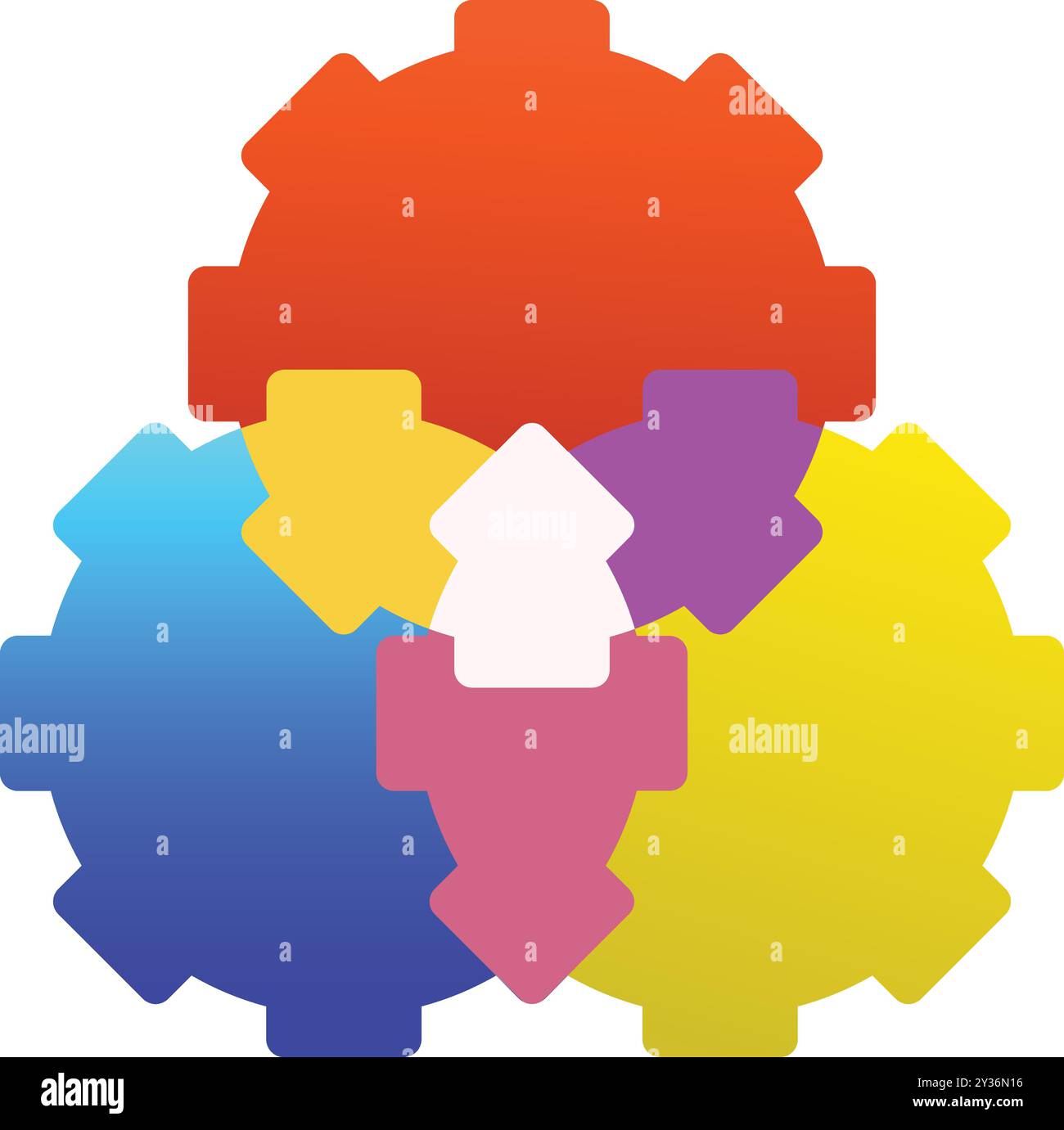 Interlocking colorful gears are symbolizing teamwork and collaboration ...
