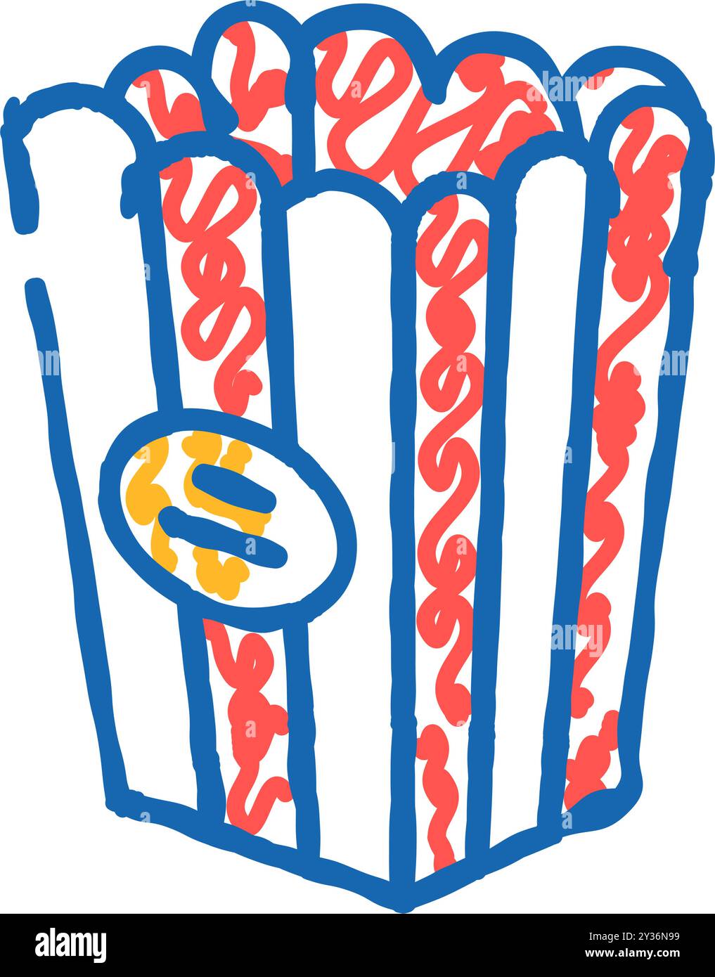 bucket popcorn box delicious icon doodle illustration Stock Vector ...