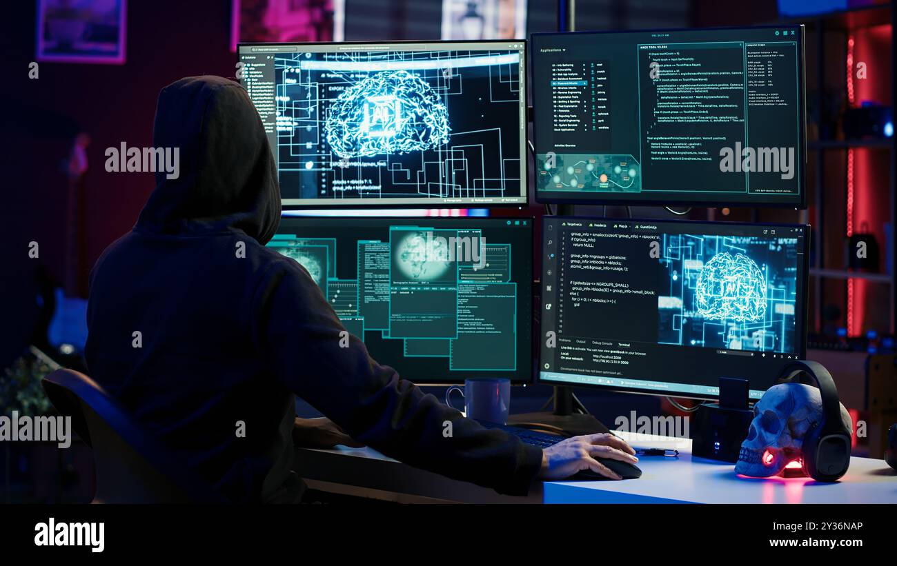 Hacker running artificial intelligence spyware software designed to ...