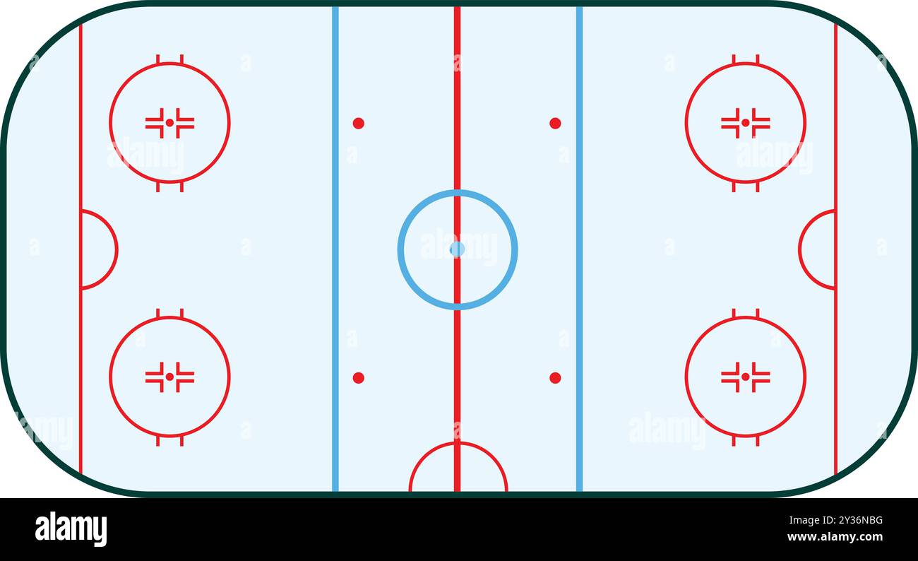 Simple vector illustration of an ice hockey rink showing faceoff ...