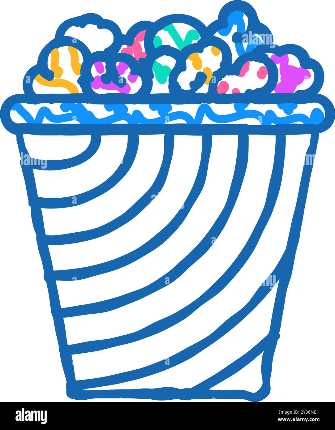 sweet rainbow popcorn food icon doodle illustration Stock Vector Image ...