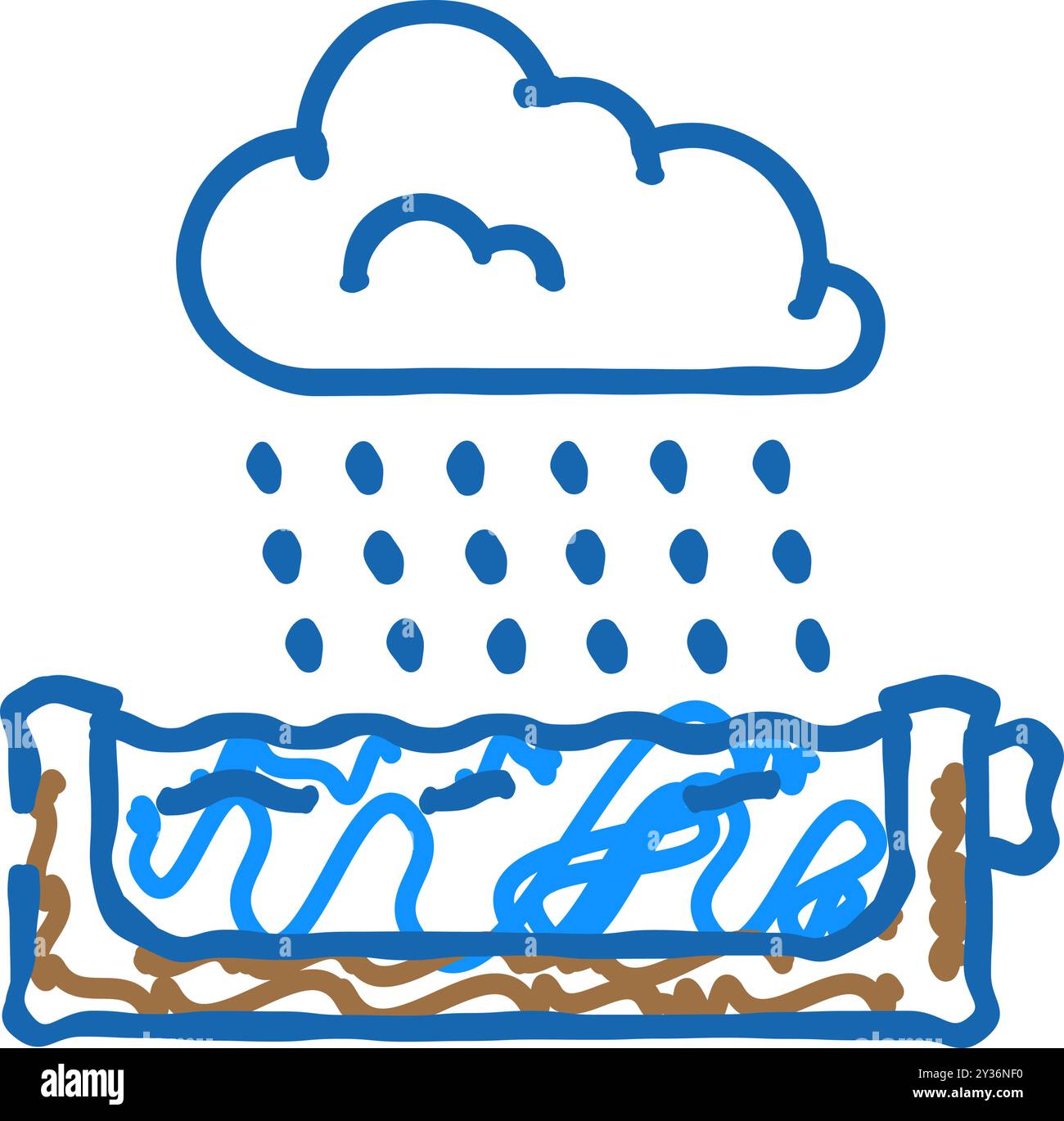 rainwater harvesting environmental icon doodle illustration Stock ...