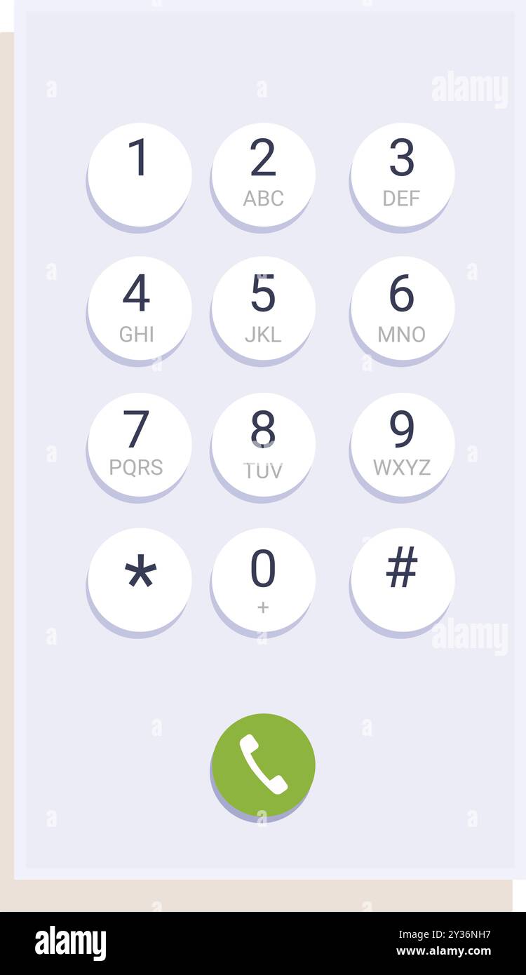 Mobile phone keyboard showing numbers and call button for communication ...