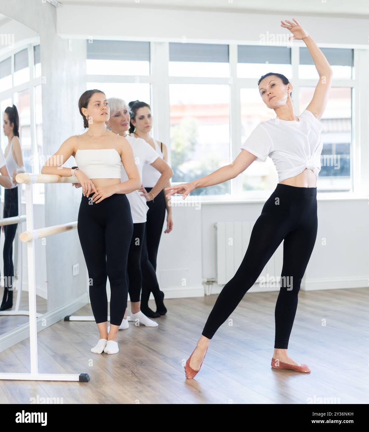 Adult woman teacher showing ballet movements Stock Photo - Alamy