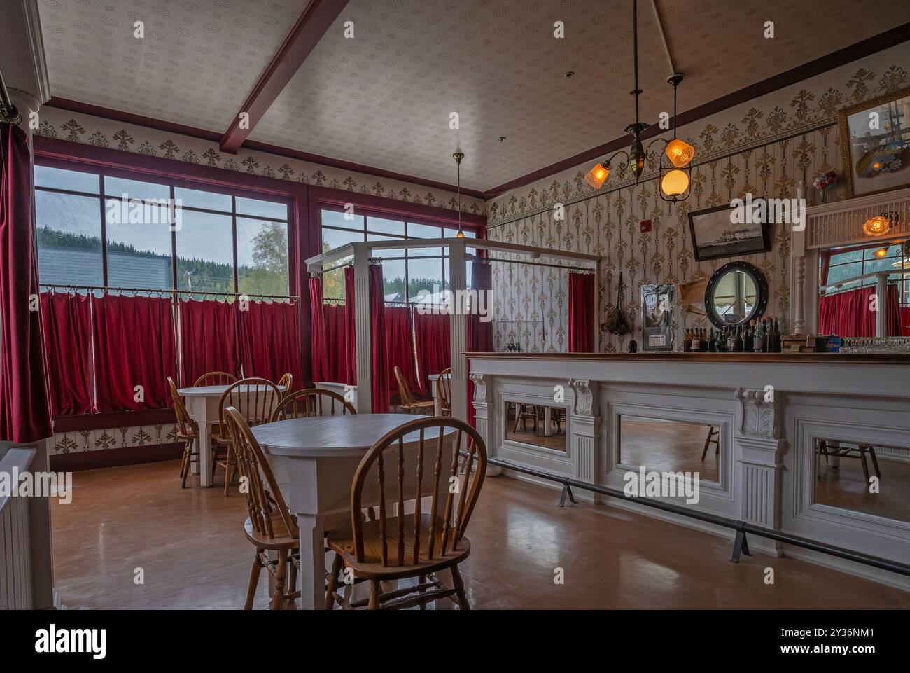 Interior of a historic saloon in Dawson City, Yukon, Canada Stock Photo ...