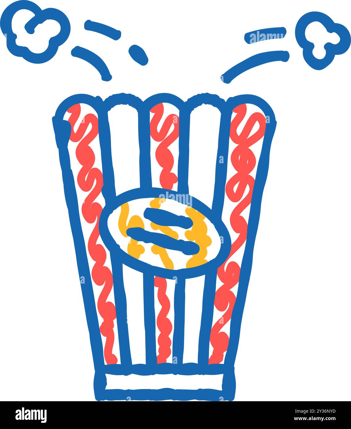 bucket popcorn red white icon doodle illustration Stock Vector Image ...