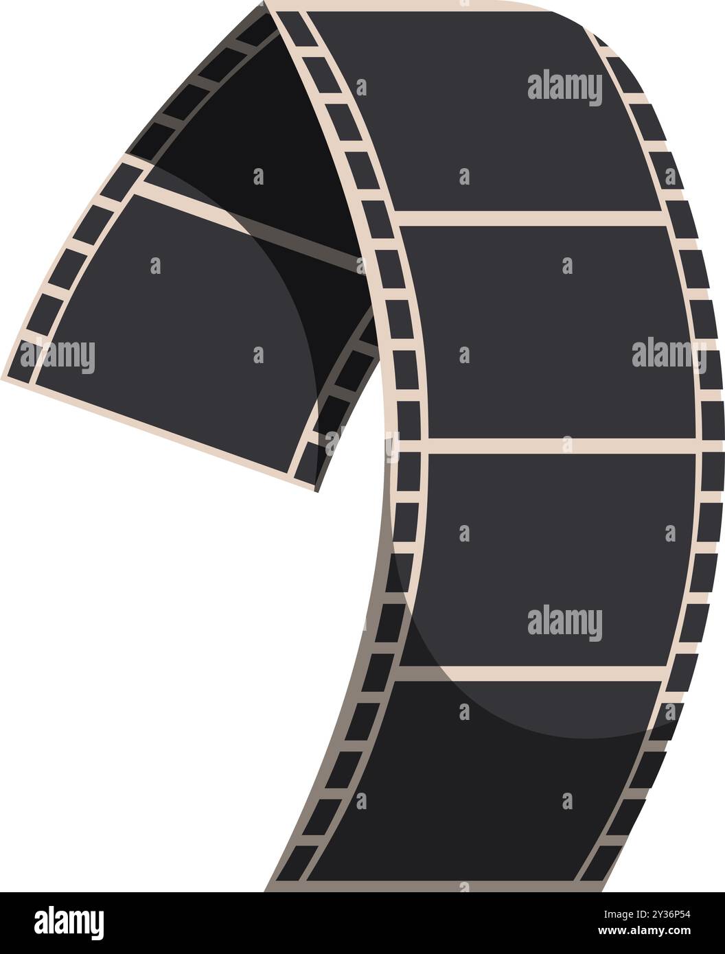 Classic 35mm motion picture film strip is winding downward to the right ...