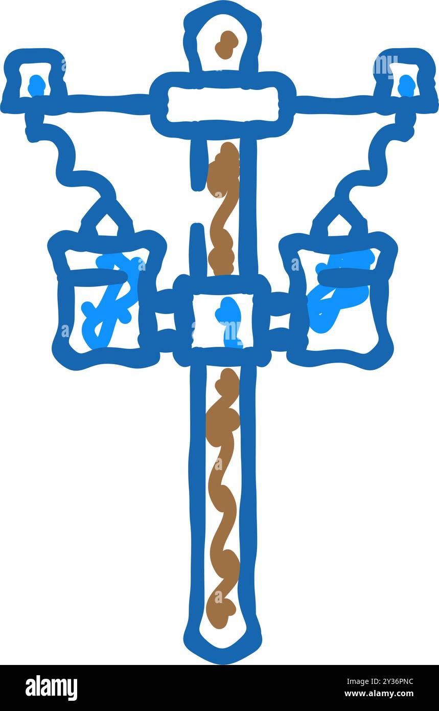 electric utility pole electrical engineer icon doodle illustration ...