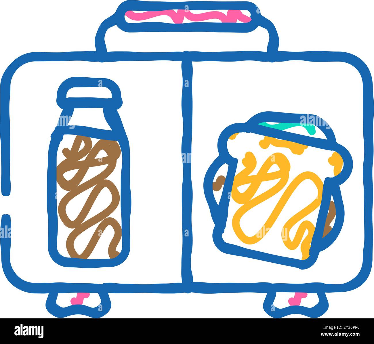 lunch box kids meal icon doodle illustration Stock Vector Image & Art ...