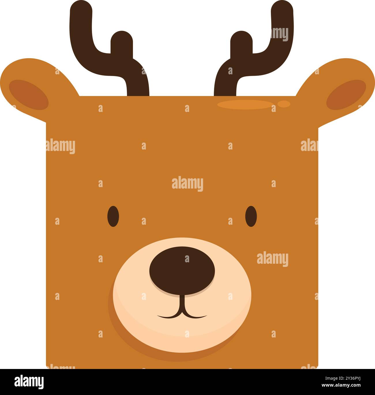 Adorable cartoon reindeer face is smiling on a white background Stock ...