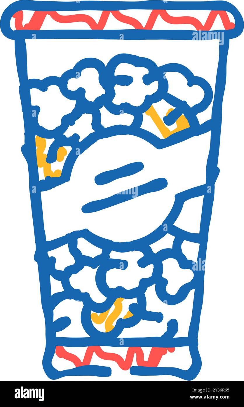 bucket popcorn food box icon doodle illustration Stock Vector Image ...