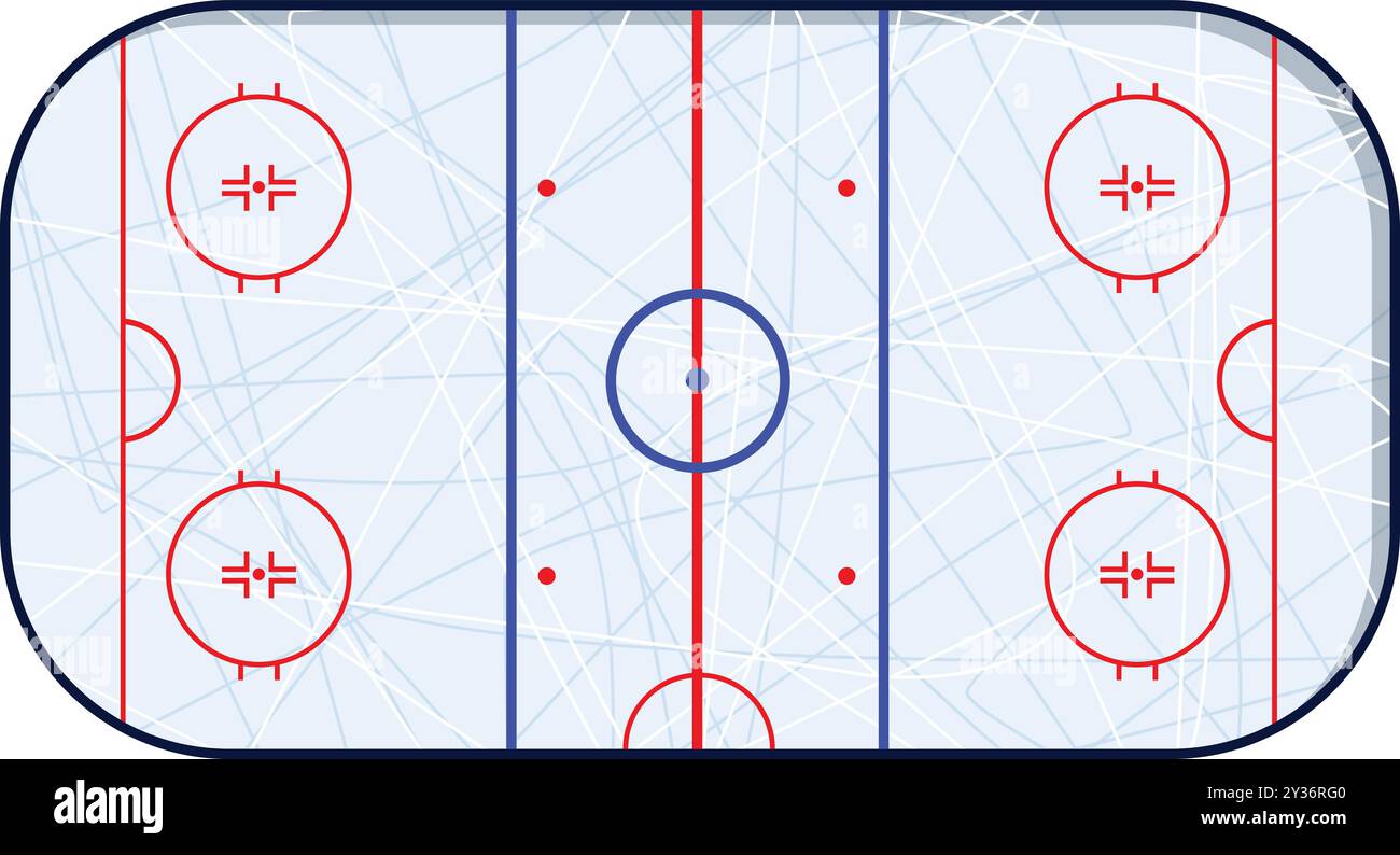 Illustration of an empty official regulation size ice hockey rink with ...