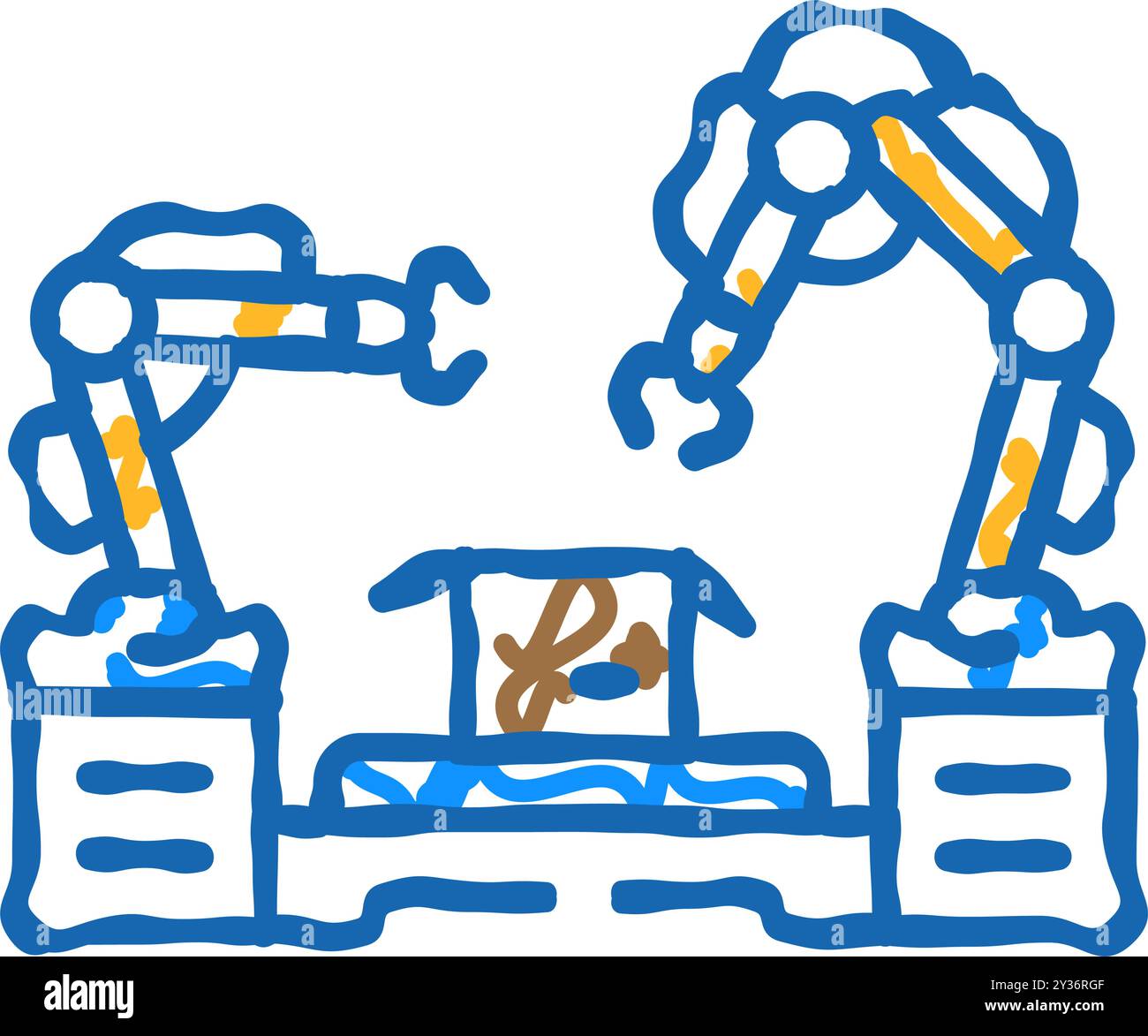 factory automation manufacturing engineer icon doodle illustration ...