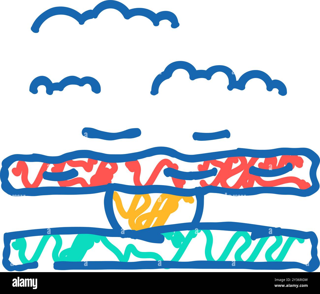 sky sunset sun summer sunlight icon doodle illustration Stock Vector ...