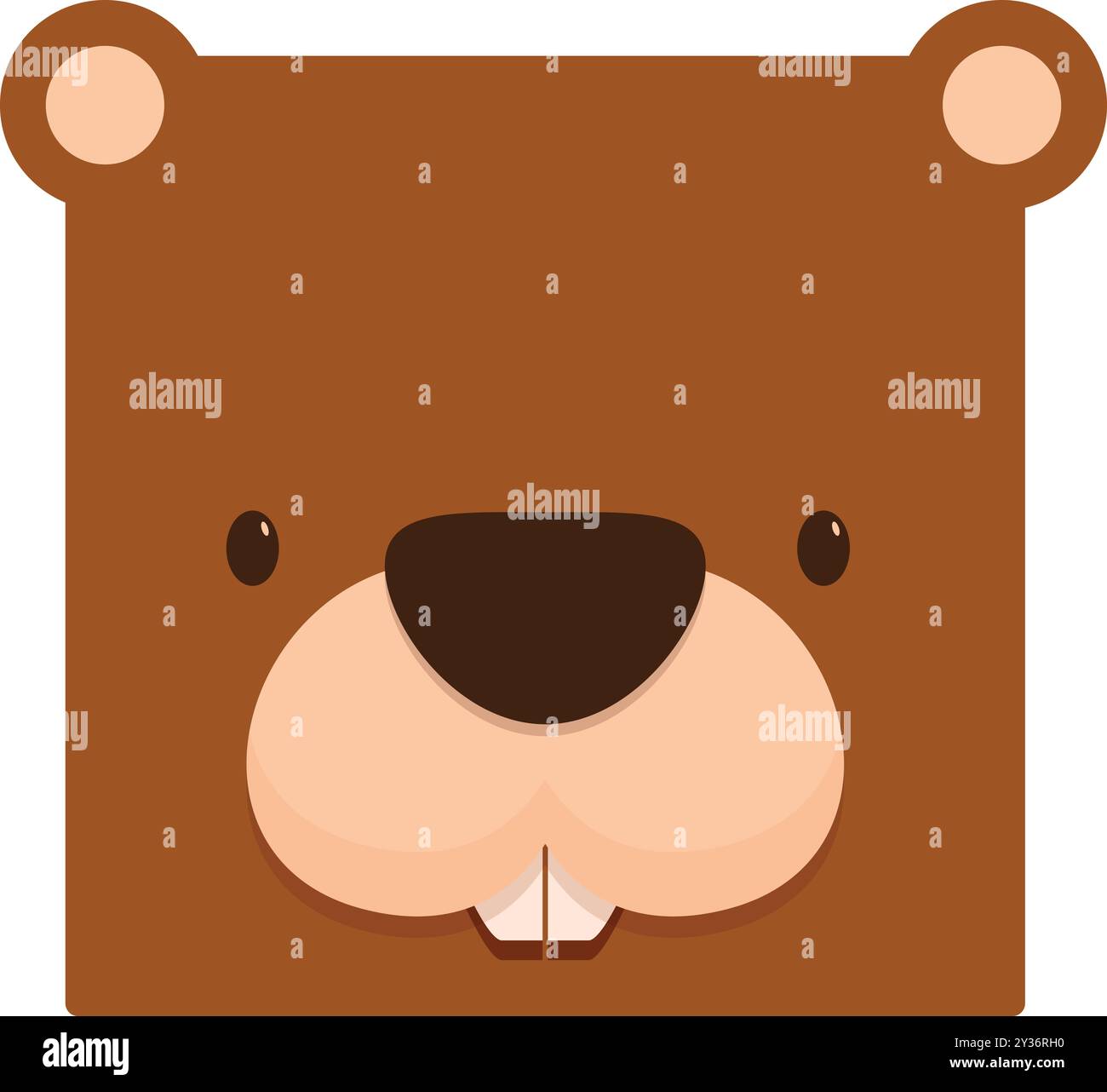 Cartoon beaver face with big teeth smiling on a white background Stock ...