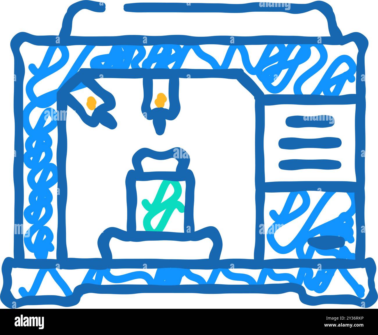 machining center manufacturing engineer icon doodle illustration Stock ...