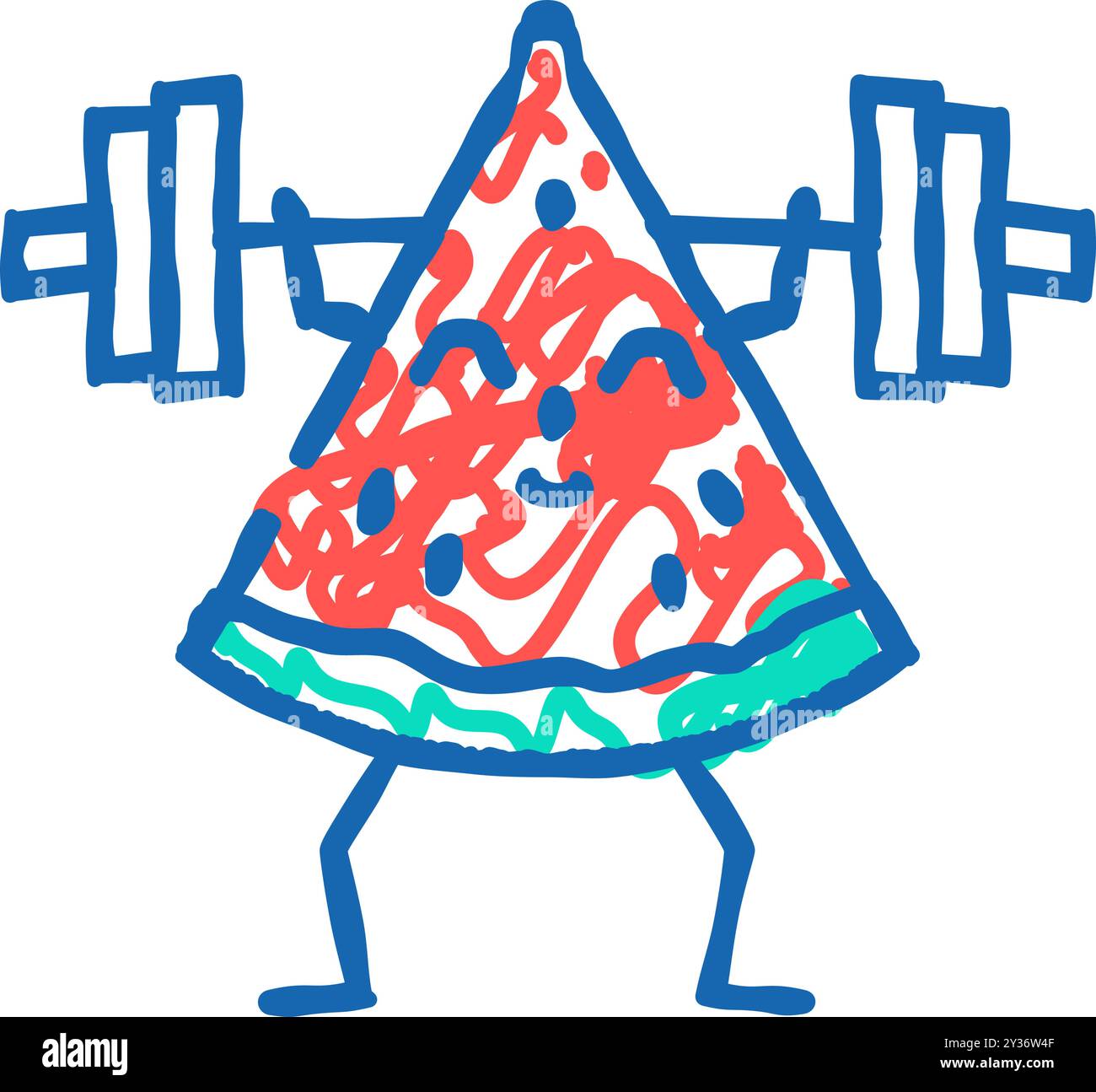 watermelon fruit fitness character icon doodle illustration Stock ...