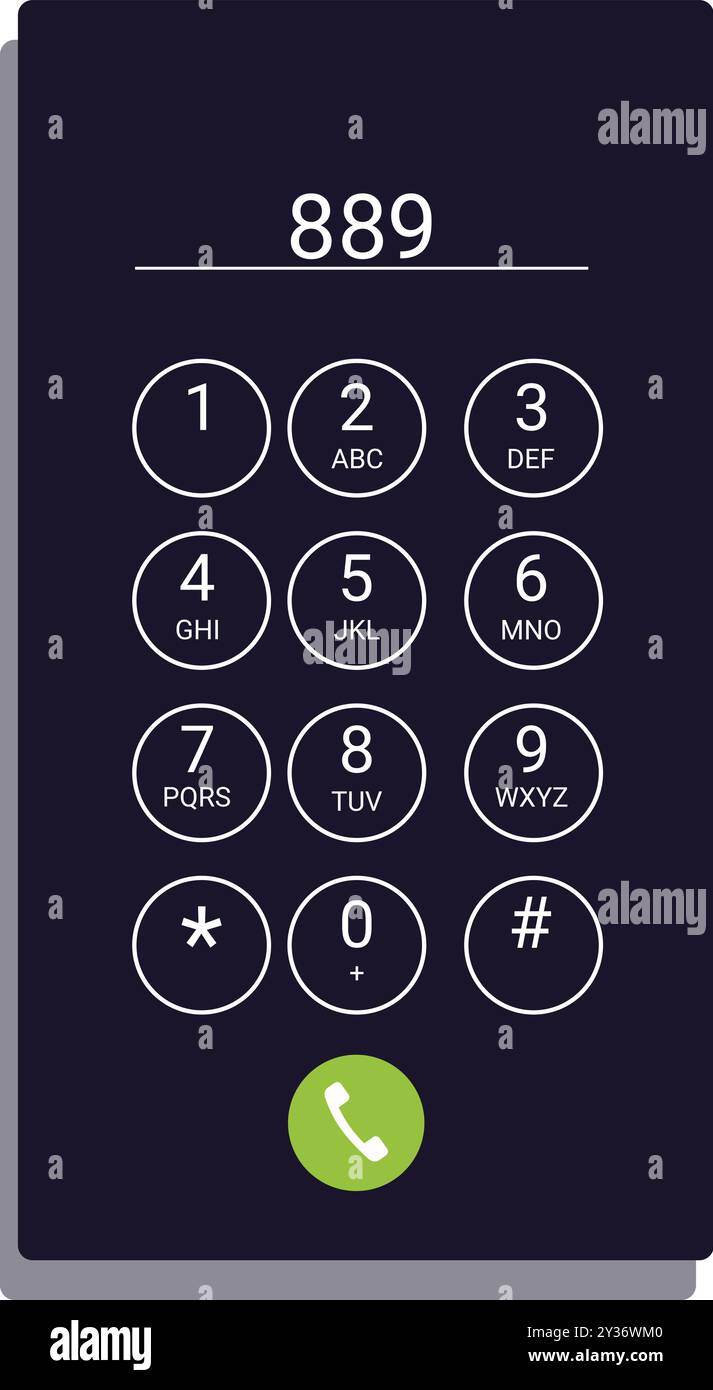 Smartphone is showing the number 889 at the top and is waiting for the ...