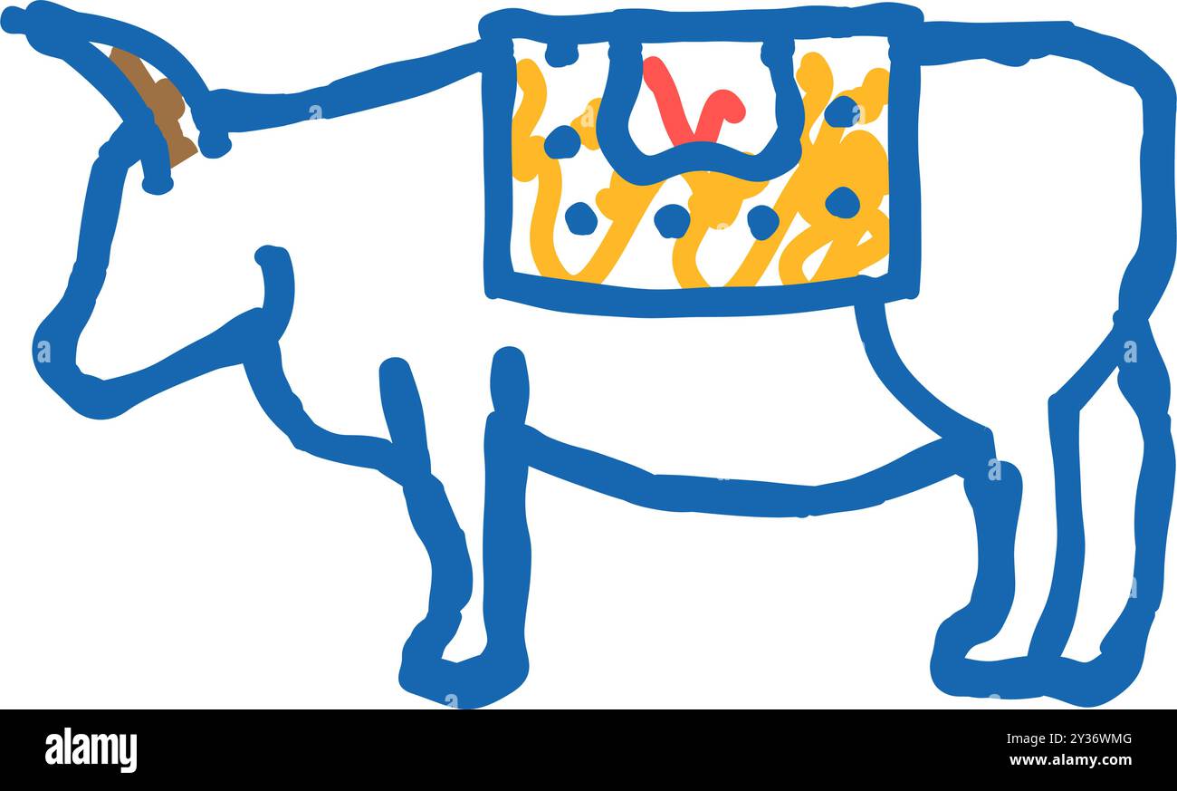 cow sacred animal hinduism icon doodle illustration Stock Vector Image ...