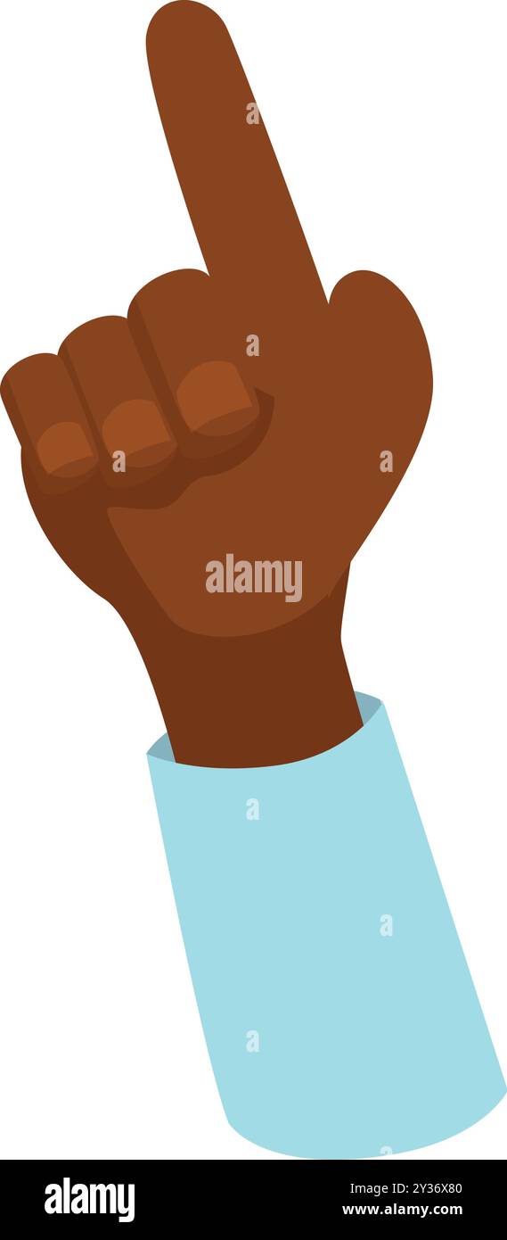 Cartoon hand with dark skin tone pointing up with index finger Stock ...