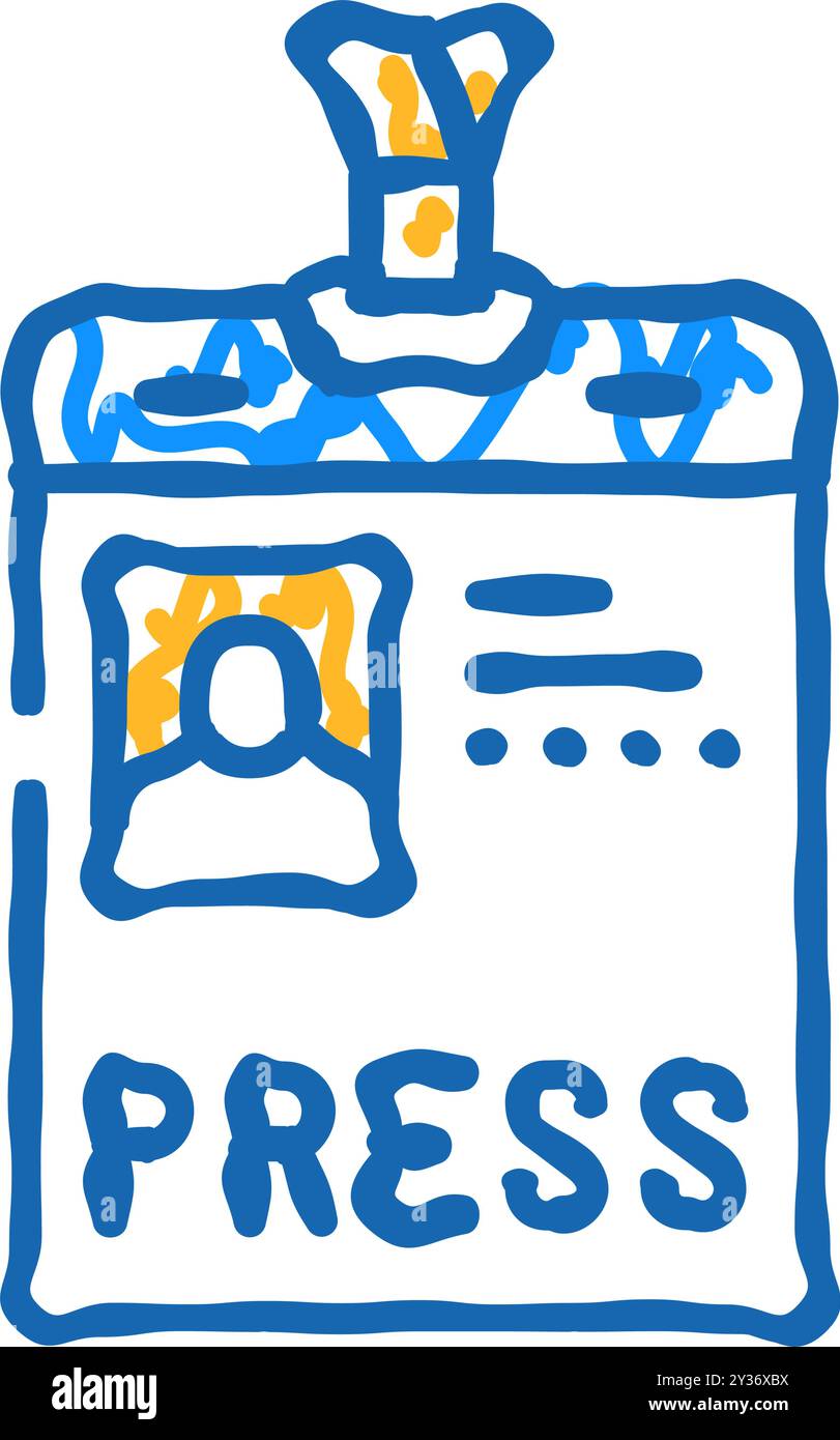 press pass news media icon doodle illustration Stock Vector Image & Art ...