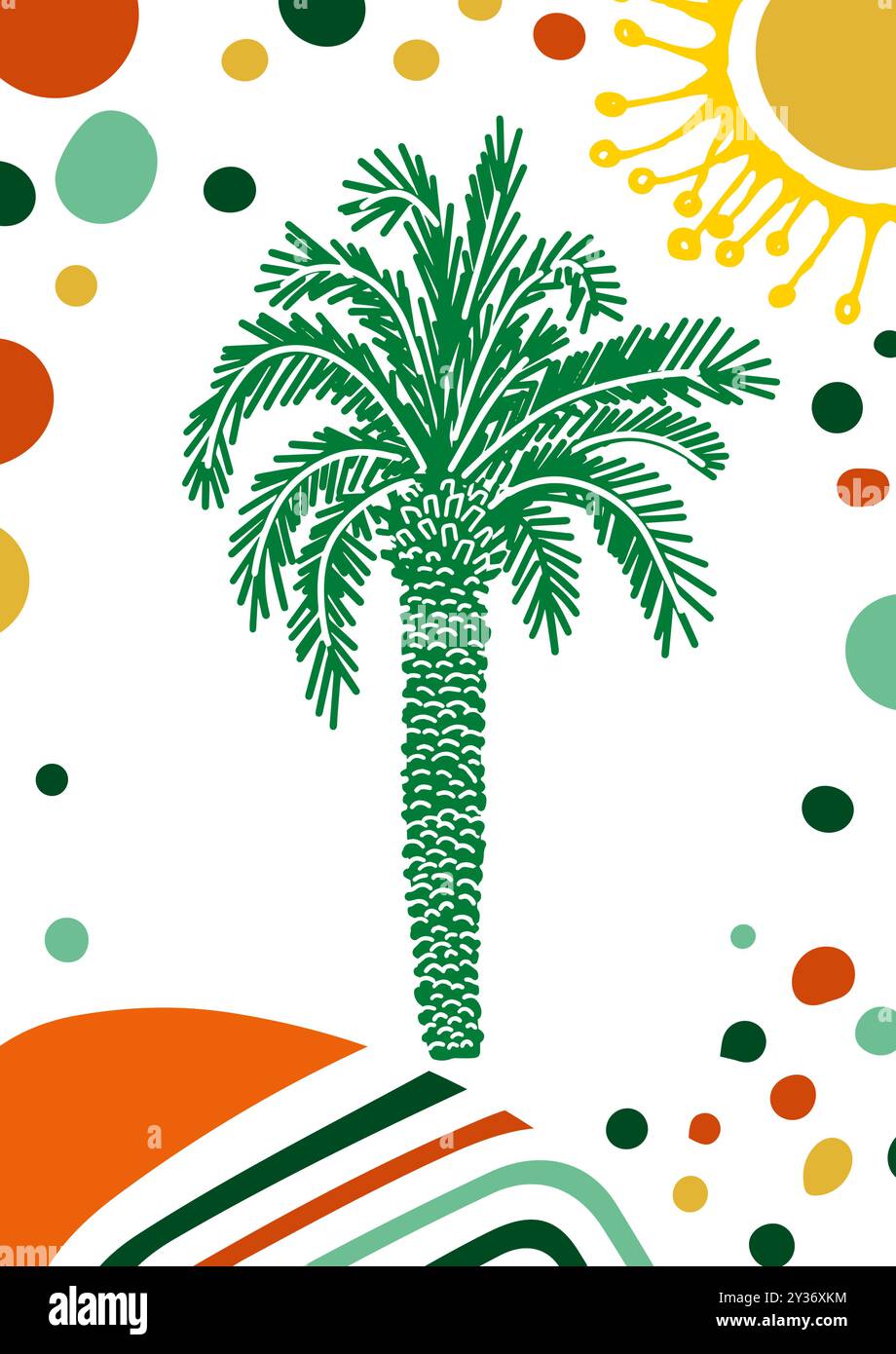 Single Sketched Palm Tree Print ideal for Wall Art, Card, Poster ...