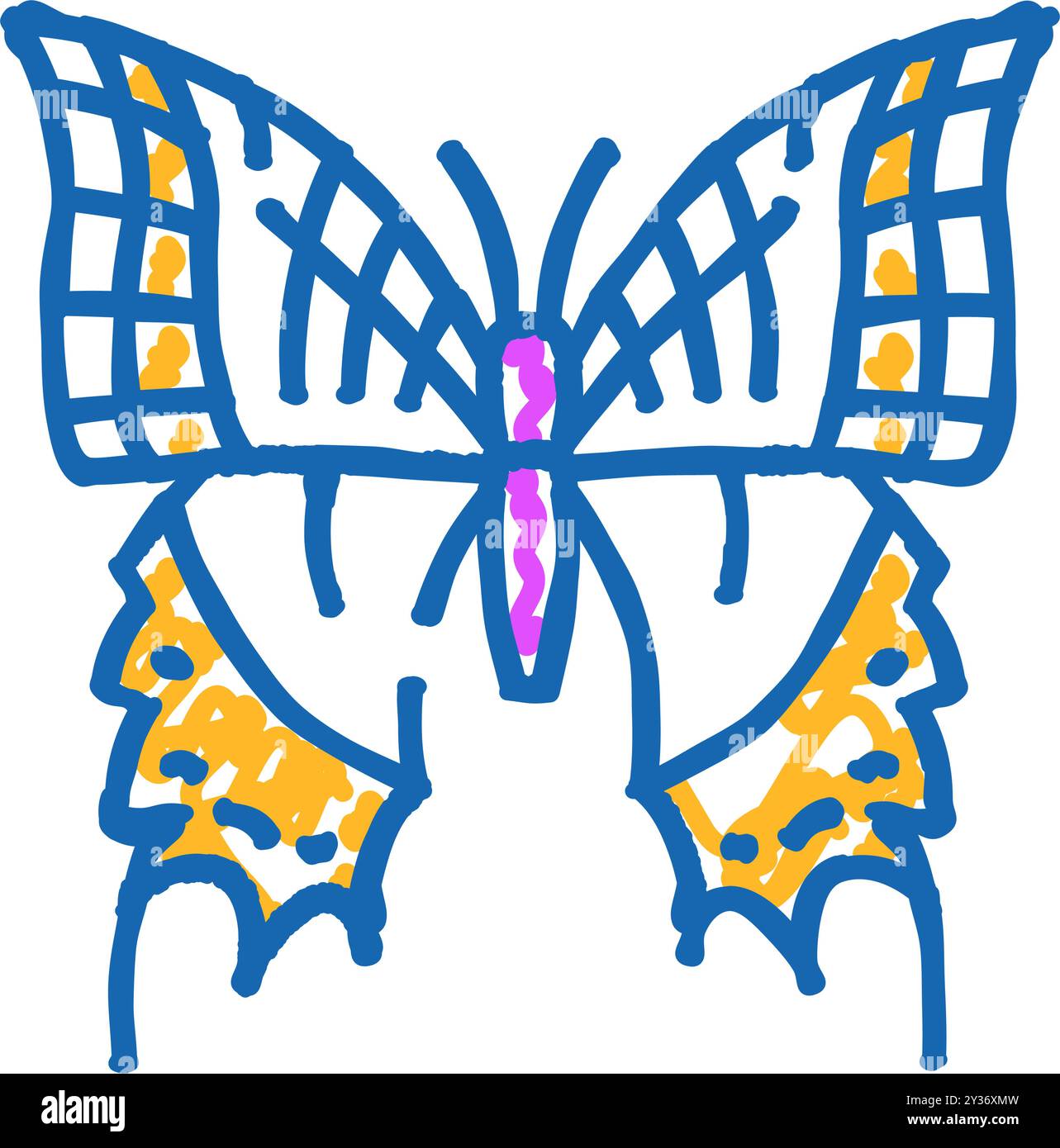 two tailed swallowtail insect icon doodle illustration Stock Vector ...