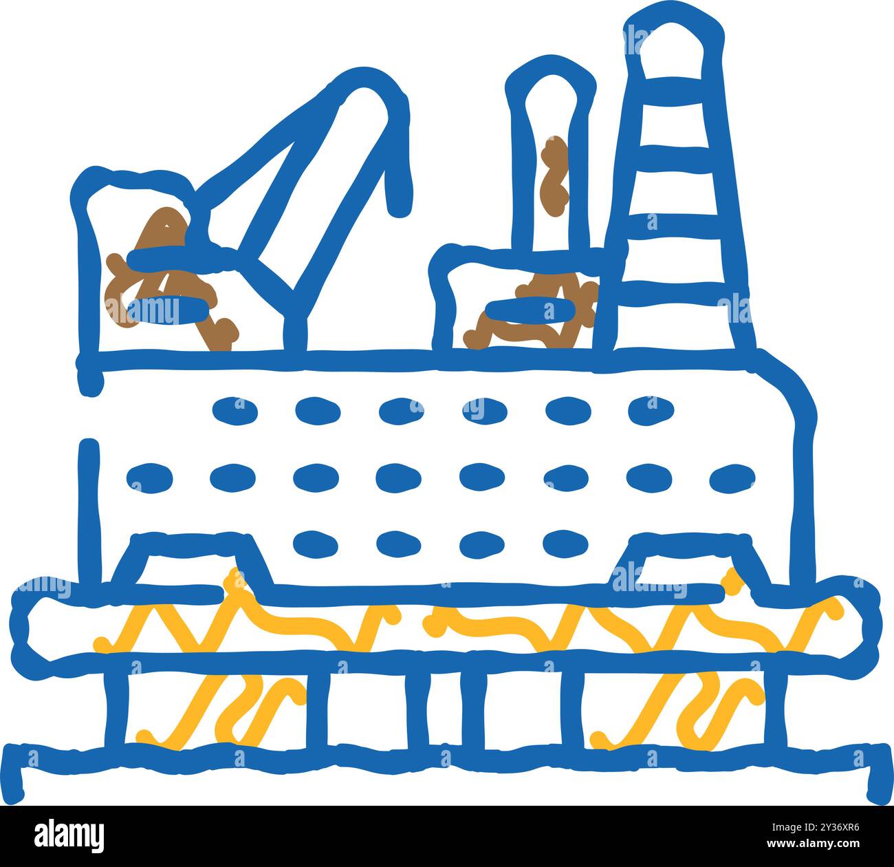 oil rig platform petroleum engineer icon doodle illustration Stock ...