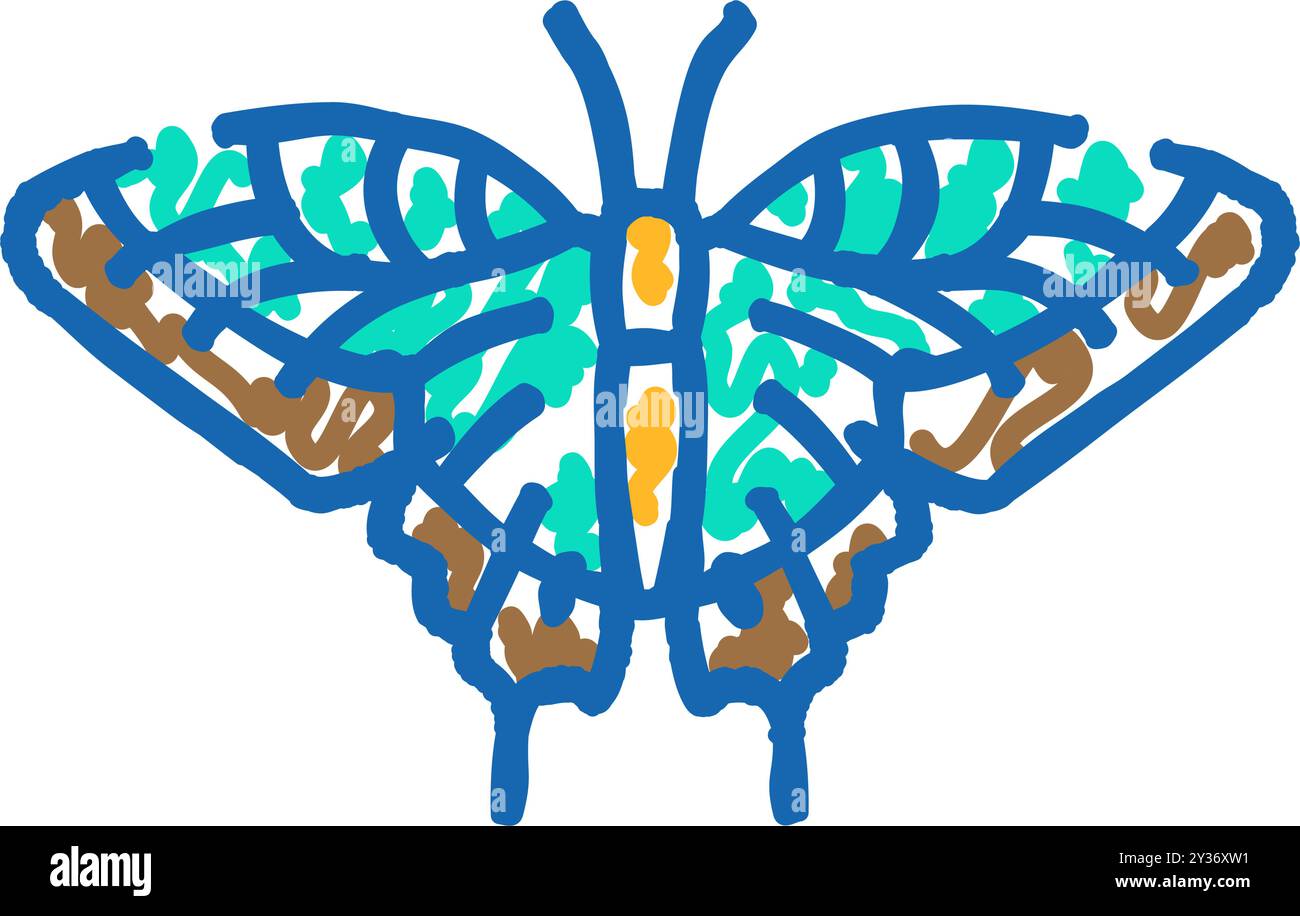 eastern tiger swallowtail summer icon doodle illustration Stock Vector ...