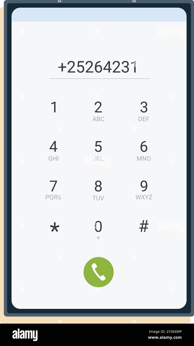 Modern smartphone displaying phone call interface with number and ...