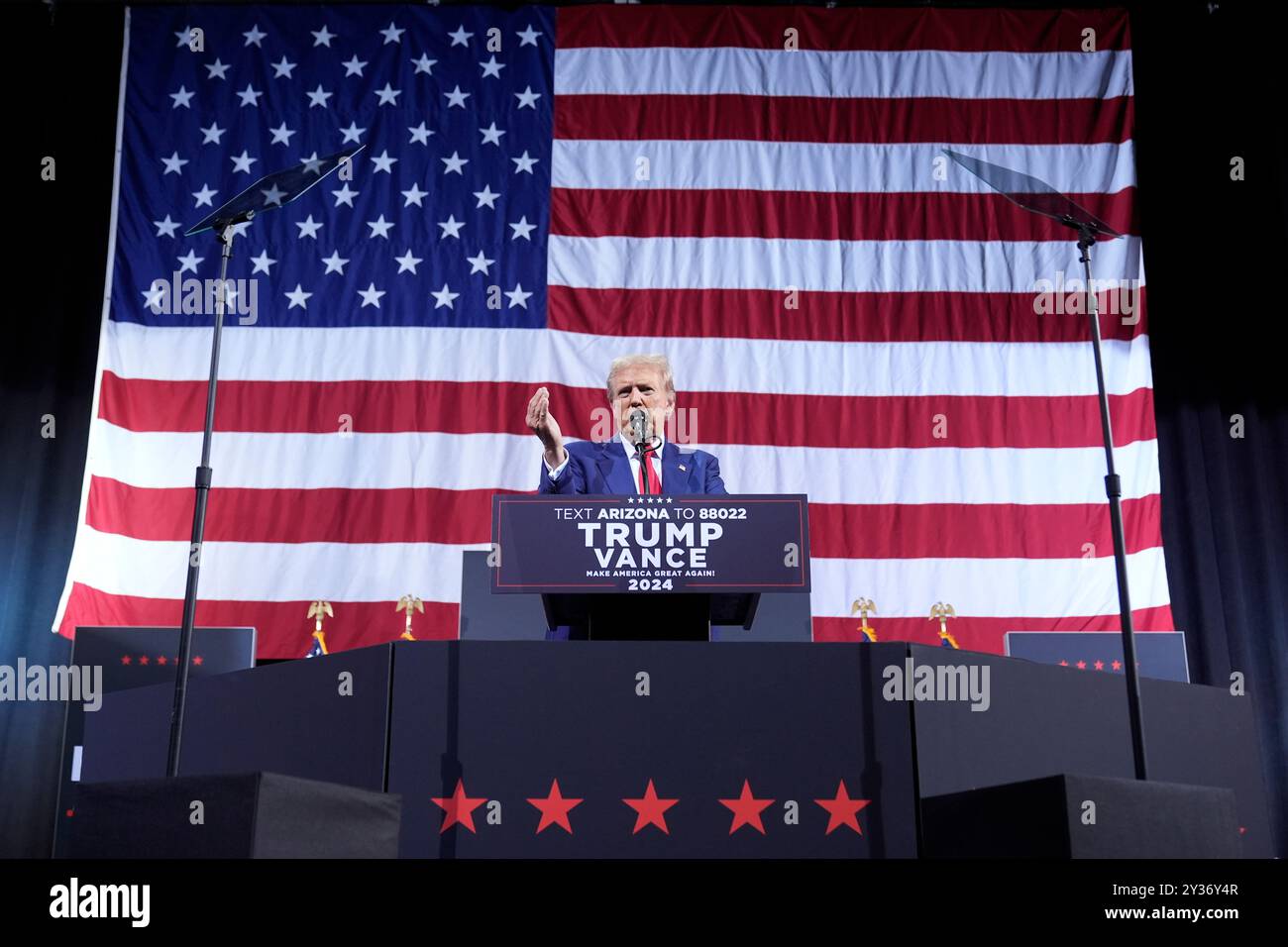 Republican presidential nominee former President Donald Trump speaks ...
