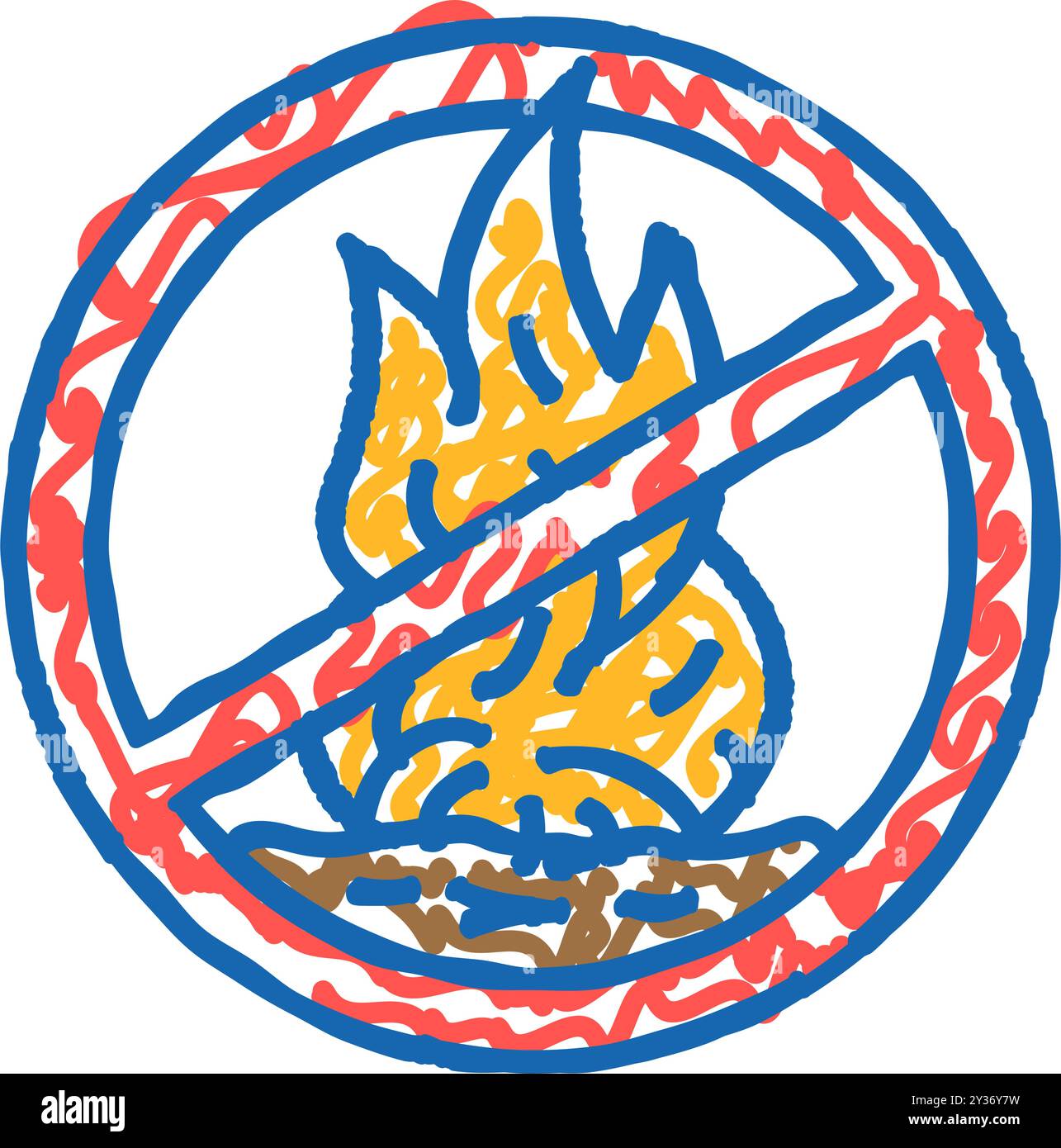 no open fire flame emergency icon doodle illustration Stock Vector ...
