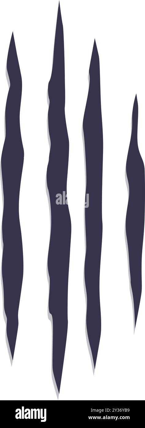 Four claw marks are slashing through a white background, leaving behind ...