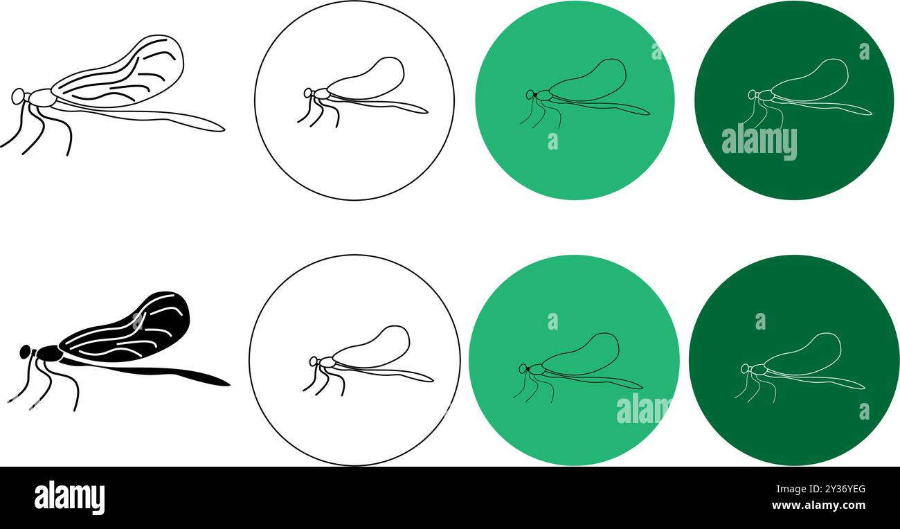 dragonfly vector set of line logos sketch on white background Stock ...