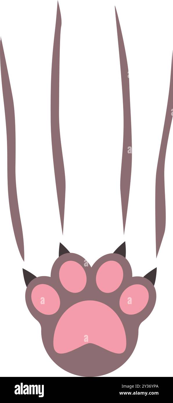 Cartoon illustration of a cat paw print with claws extended leaving ...