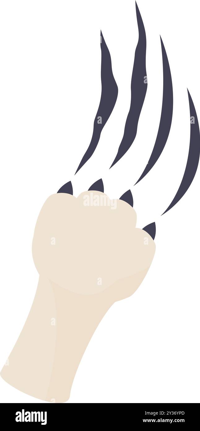 Hand with sharp claws is scratching, concept of monster or wild animal ...