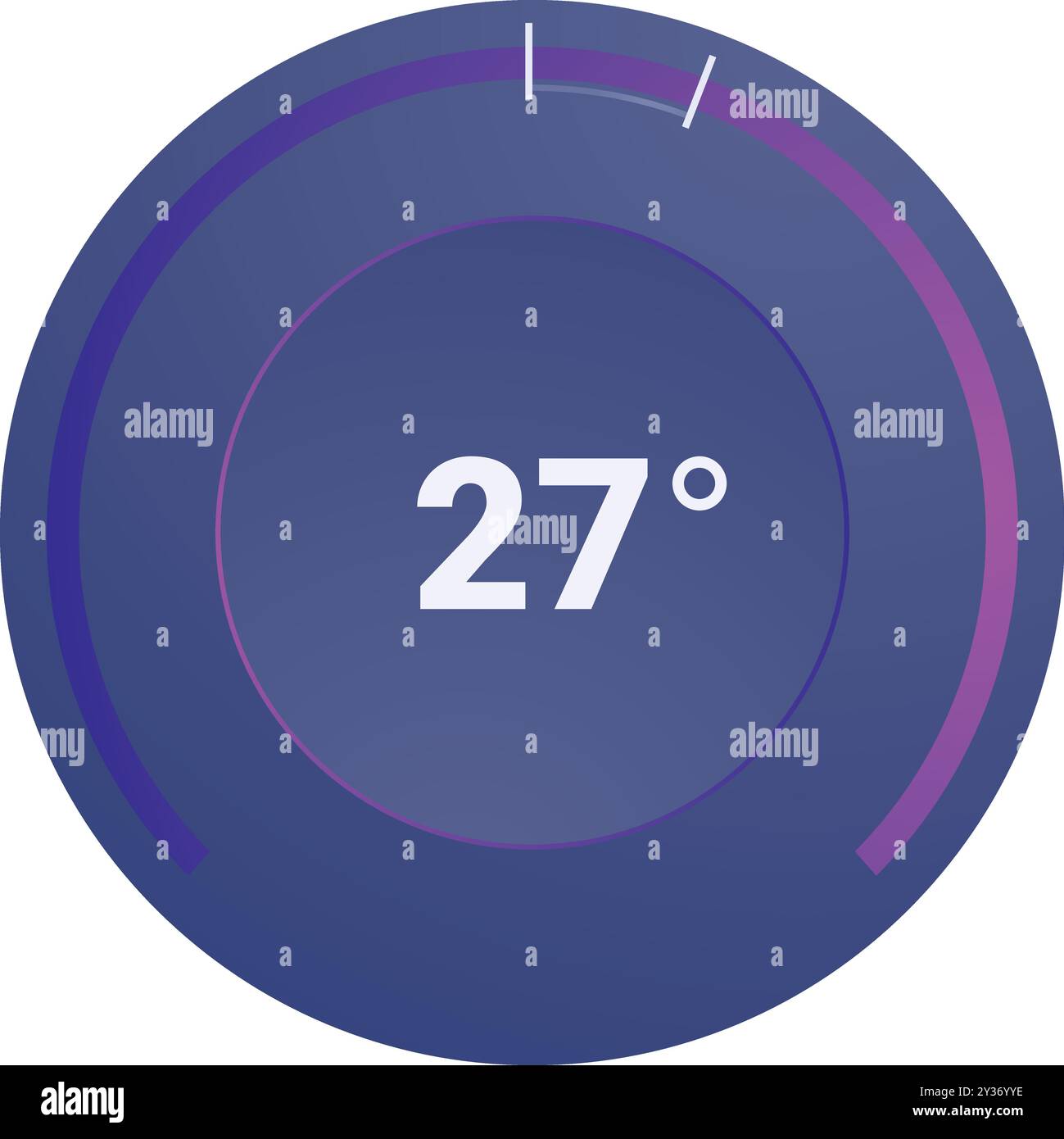 Round thermostat with a blue background and a purple progress bar is ...