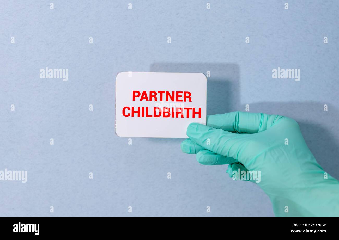 Partner childbirth inscription. Supporting child delivery process Stock ...