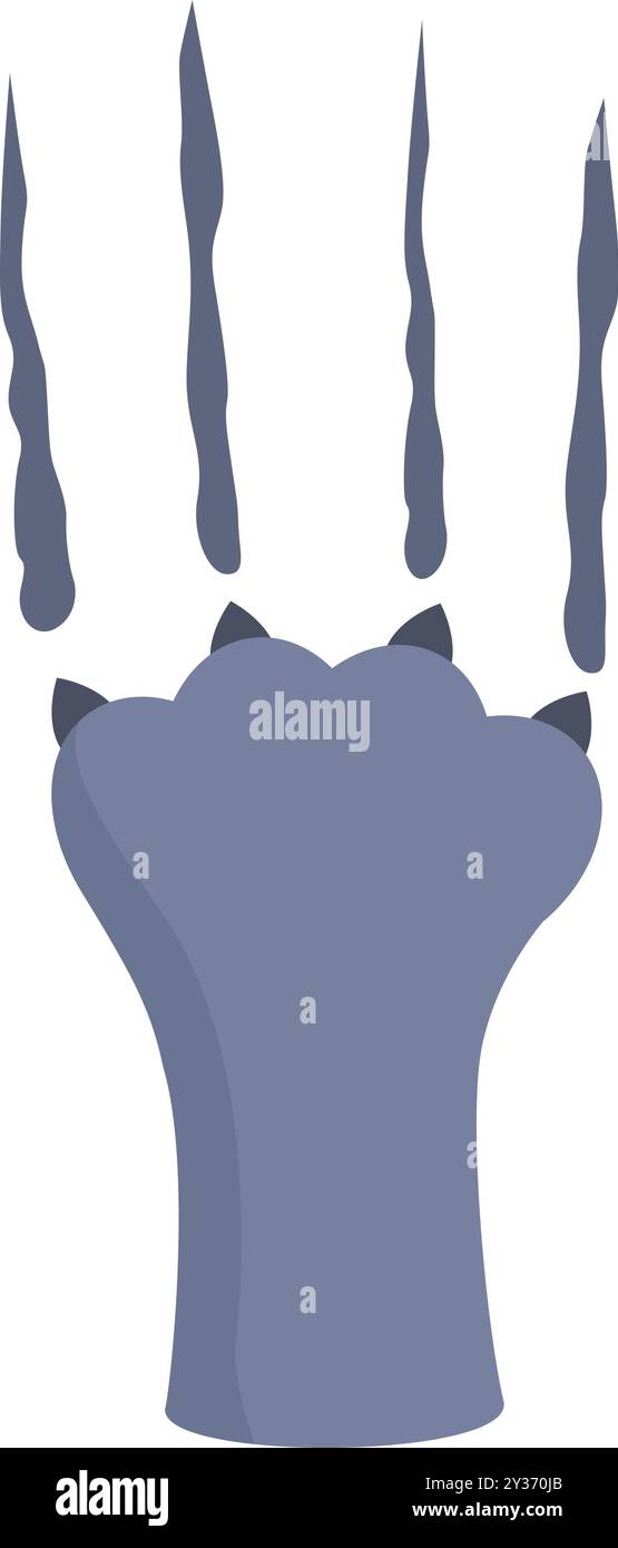 Cartoon illustration of a grey paw with claws extending in the air ...