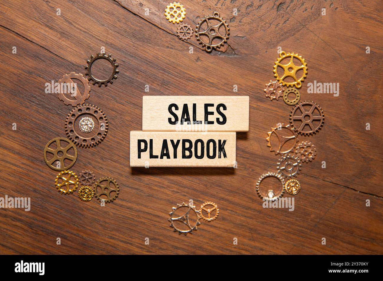 sales playbook text on paper on the chart background with pen Stock ...