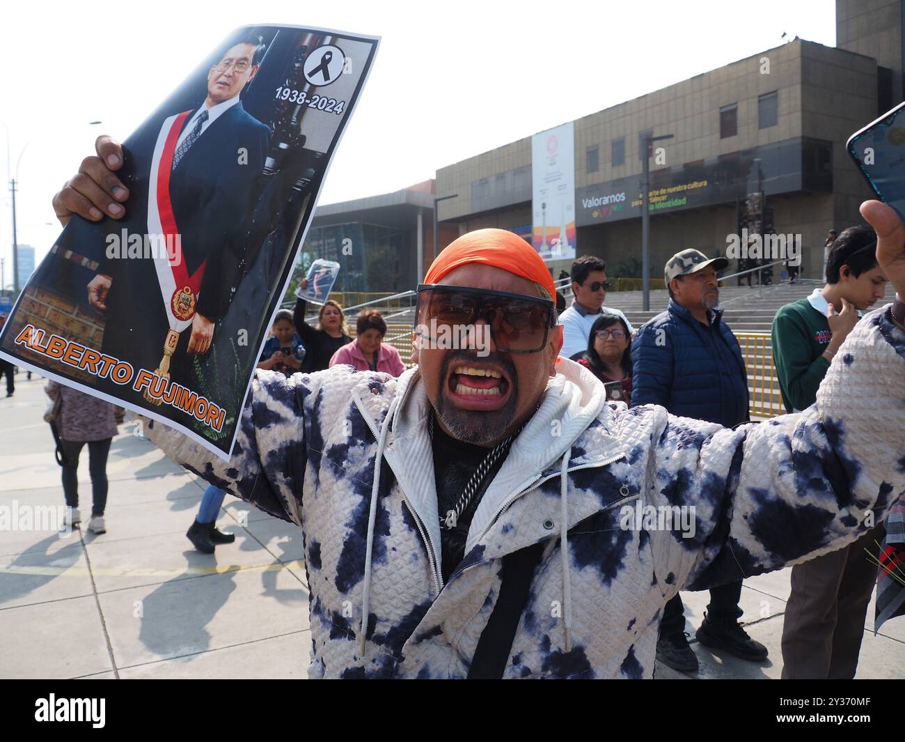 Lima, Peru. 12th Sep, 2024. Supporters, Carrying portraits of Fujimori ...