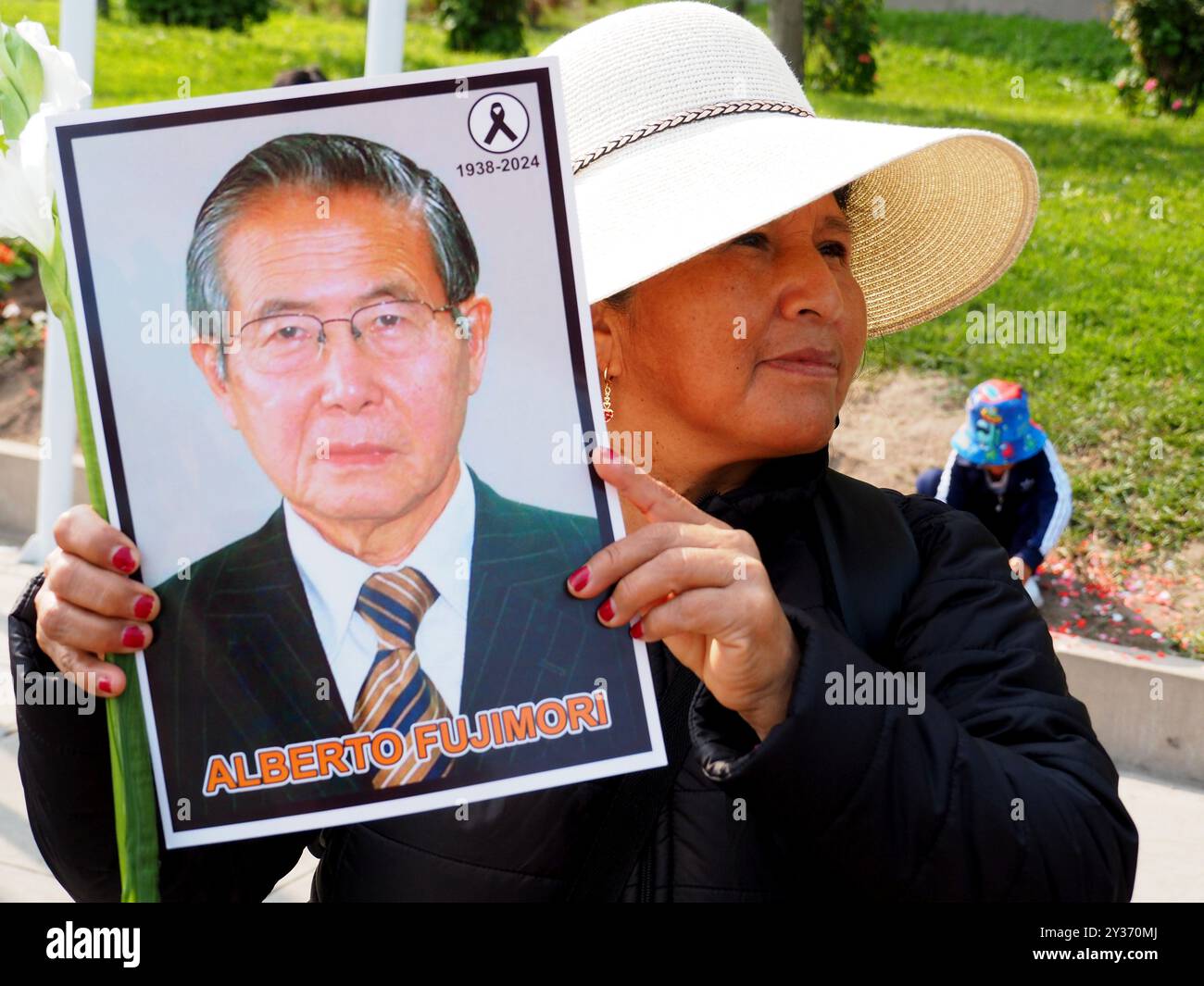 Lima, Peru. 12th Sep, 2024. Supporters, Carrying portraits of Fujimori ...