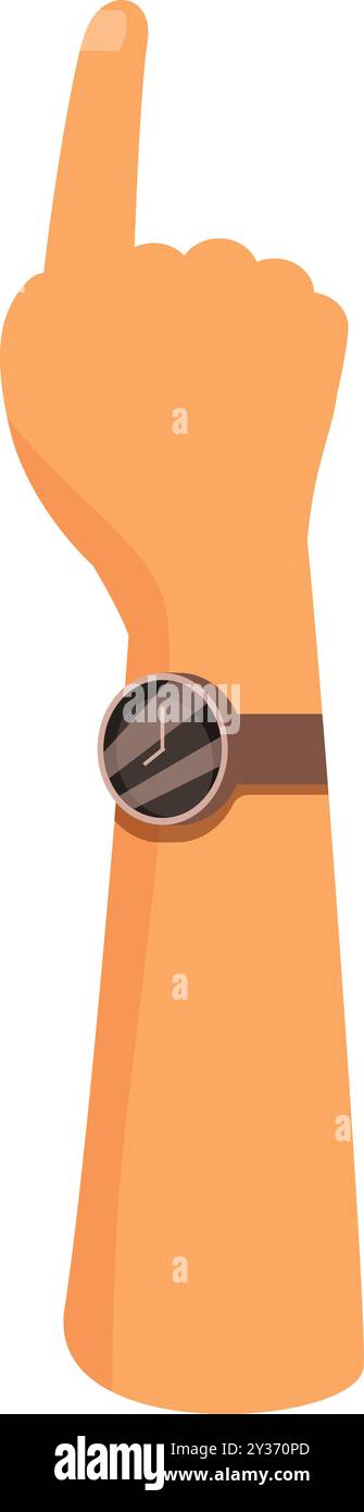 Cartoon style vector illustration of a human hand wearing wristwatch ...